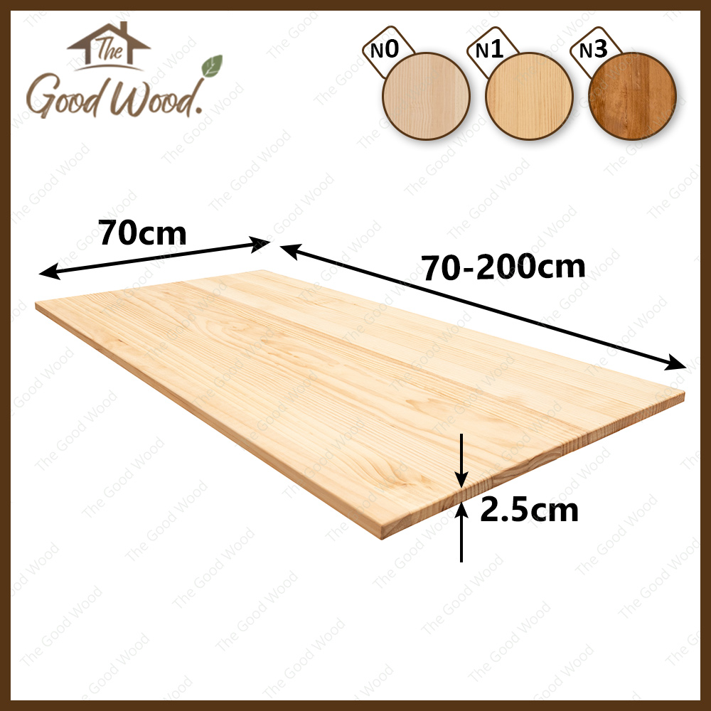 หน้าโต๊ะ แผ่นไม้สน หนา 25 mm. กว้าง 70 cm. x ยาว 70-200 cm. AB ต่อตรง งานตกแต่ง ท็อปโต๊ะ ไม้สน ...
